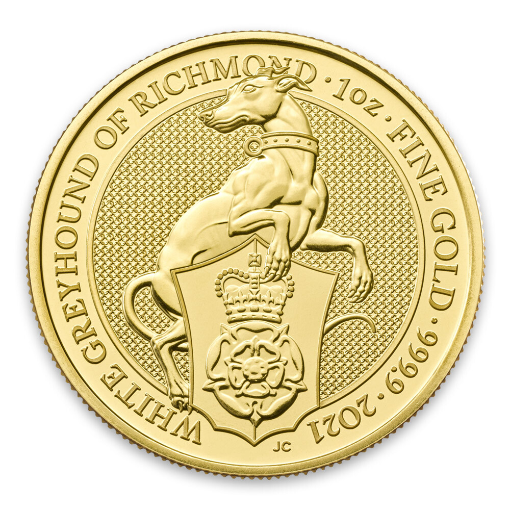 2021 1oz Gold Britain Queen's Beast: The White Greyhound of Richmond ...